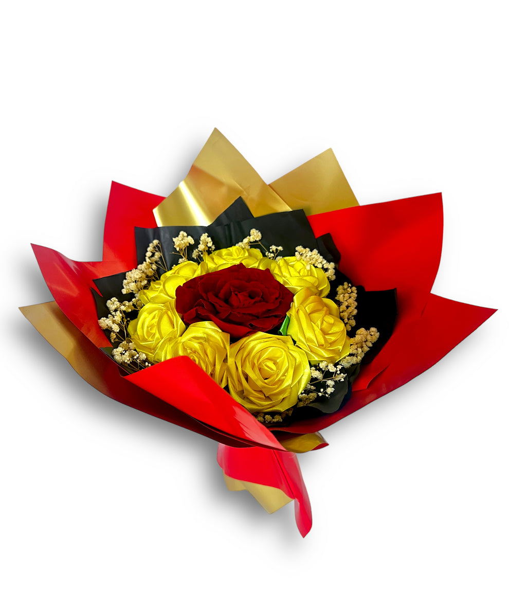 Ramo de rosas eternas amarillas y rojas. (Artificiales) – Bazar Juanita ...